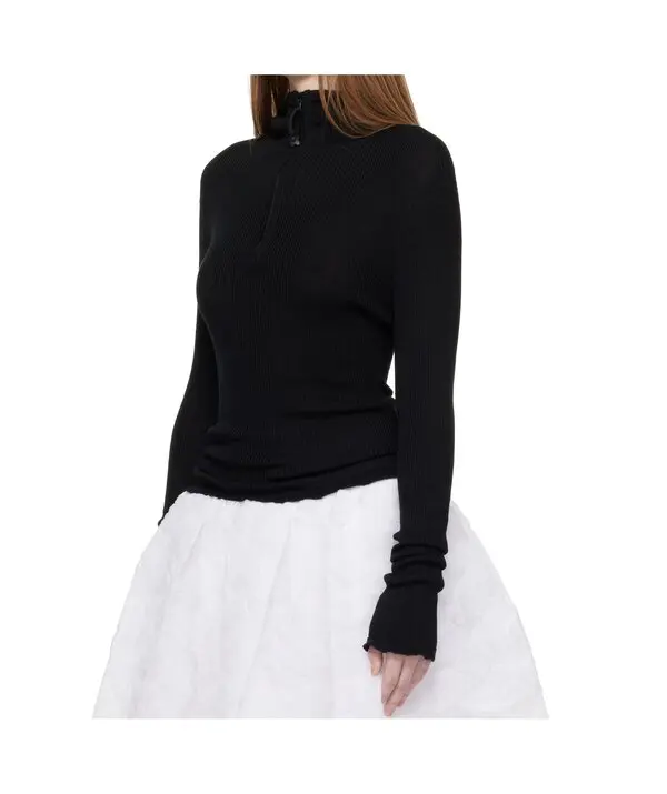 Cecilie Bahnsen Ribbed Knit Half-zip Sweater