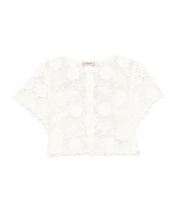 TWINSET Floral Lace Cropped Cardigan - No