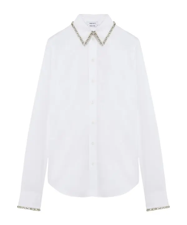 Alexander McQueen Embellished Collared Long-sleeve Shirt - Optical White