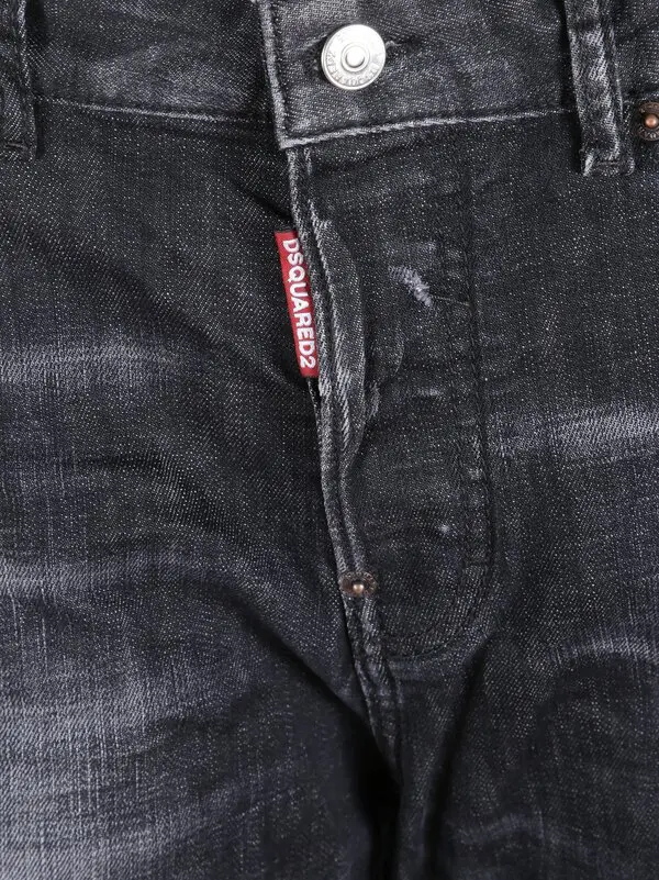 Dsquared2 Washed Distressed Tapered Jeans - Black