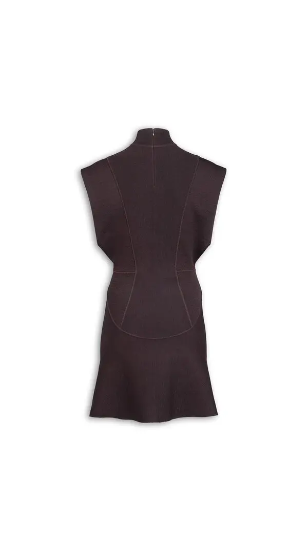 Alaïa Silk Knit High Neck Short Sleeve Dress