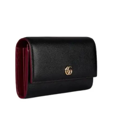 Gucci Bi-color Gg Marmont Continental Wallet - Black Red