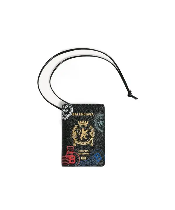 Balenciaga Crest Print Card Holder Wallet - Black/multicolor