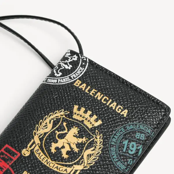 Balenciaga Crest Print Card Holder Wallet