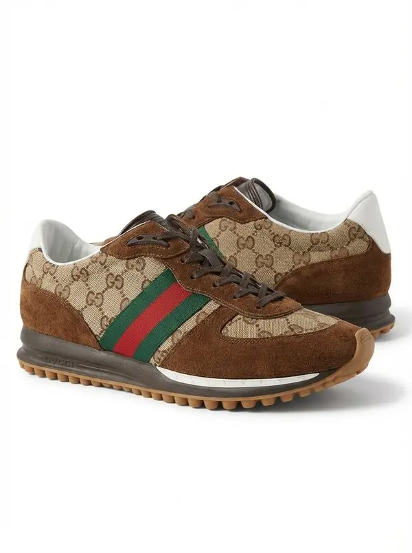 Gucci Re-motion Sneakers With Interlocking G - Beige/dark Brown