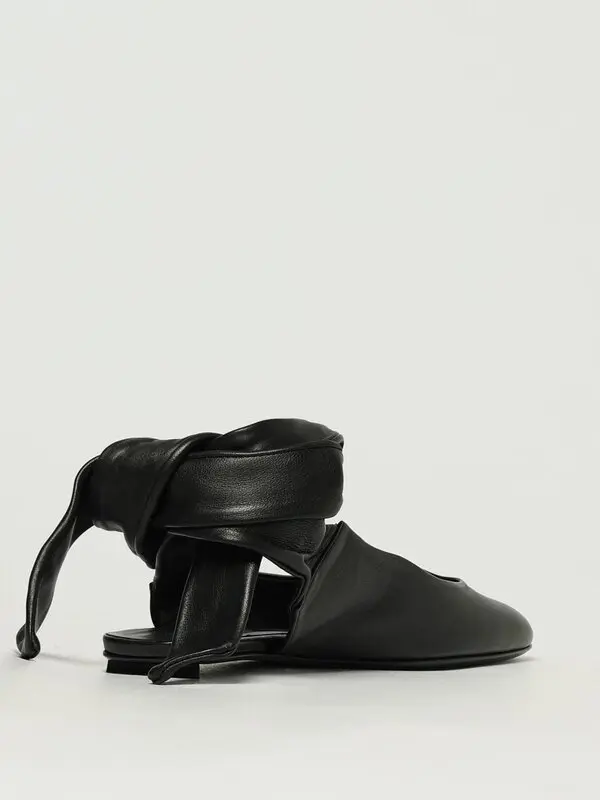 Attico Slingback Flats With Ankle Wrap - Black