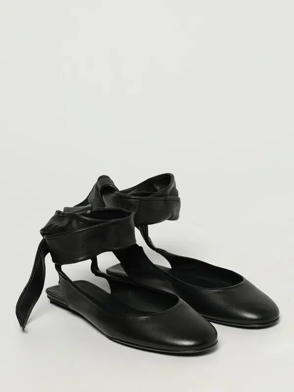 Attico Slingback Flats With Ankle Wrap - Black