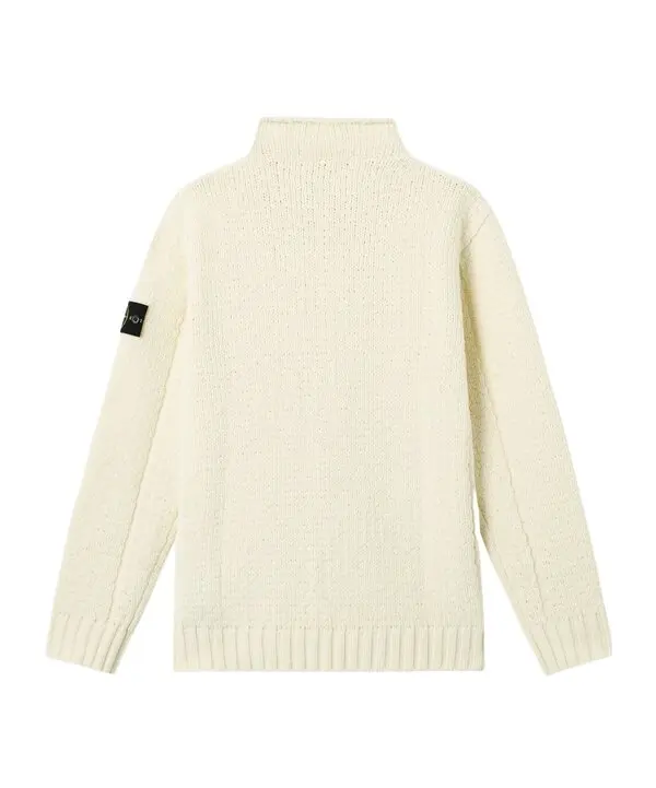Stone Island Mock Neck Sweater With Reverse Stitch Detail - Ivory