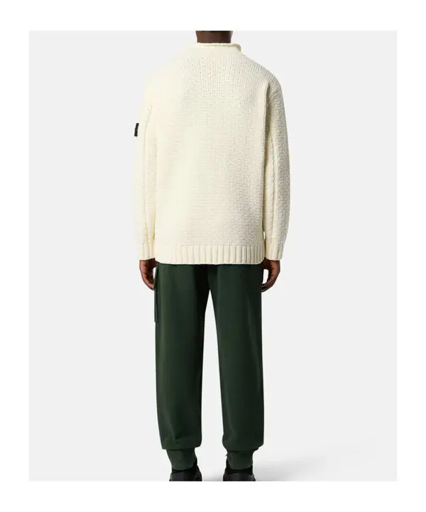 Stone Island Mock Neck Sweater With Reverse Stitch Detail - Ivory