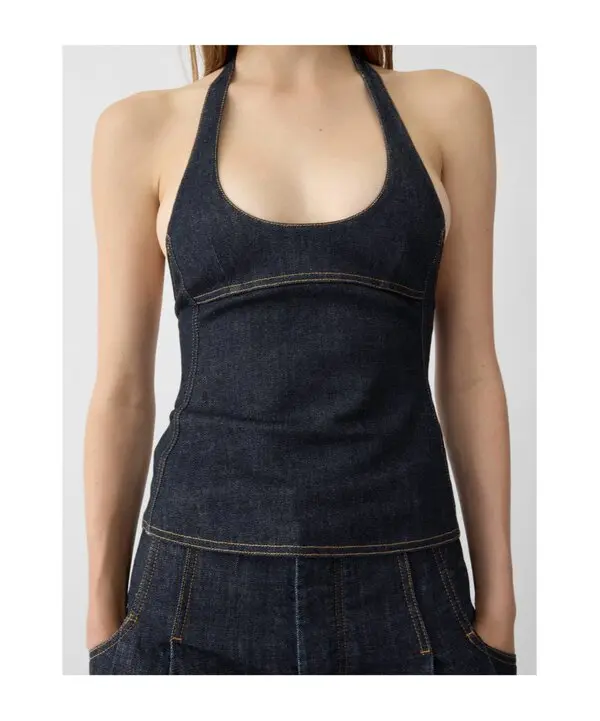 Jacquemus Denim Halterneck Top - Deep Navy Blue