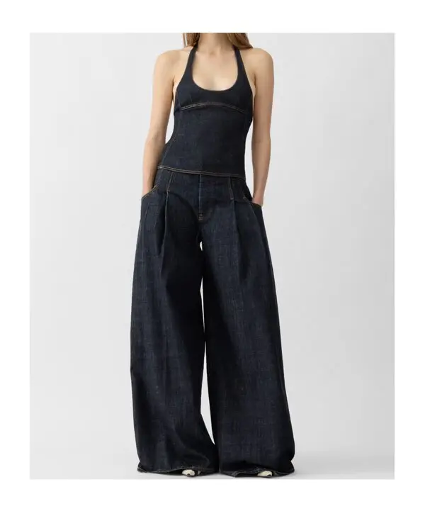Jacquemus Denim Halterneck Top - Deep Navy Blue