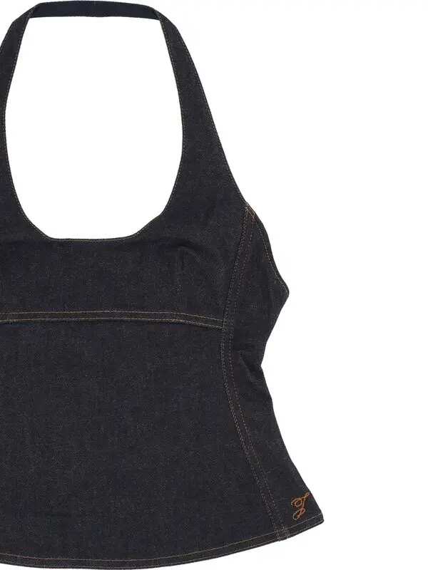 Jacquemus Denim Halterneck Top - Deep Navy Blue