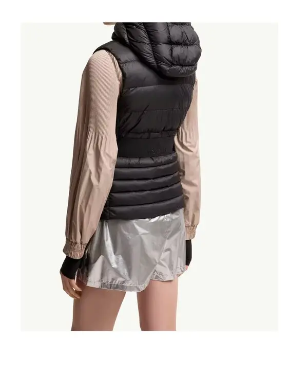 Moncler Melia Hooded Down Gilet With Belted Waist - Black