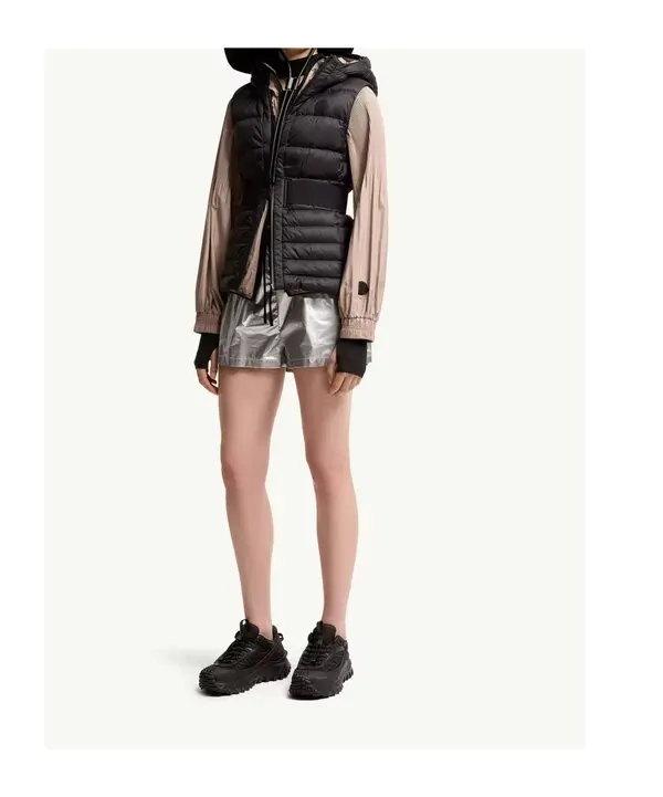 Moncler Melia Hooded Down Gilet With Belted Waist - Black