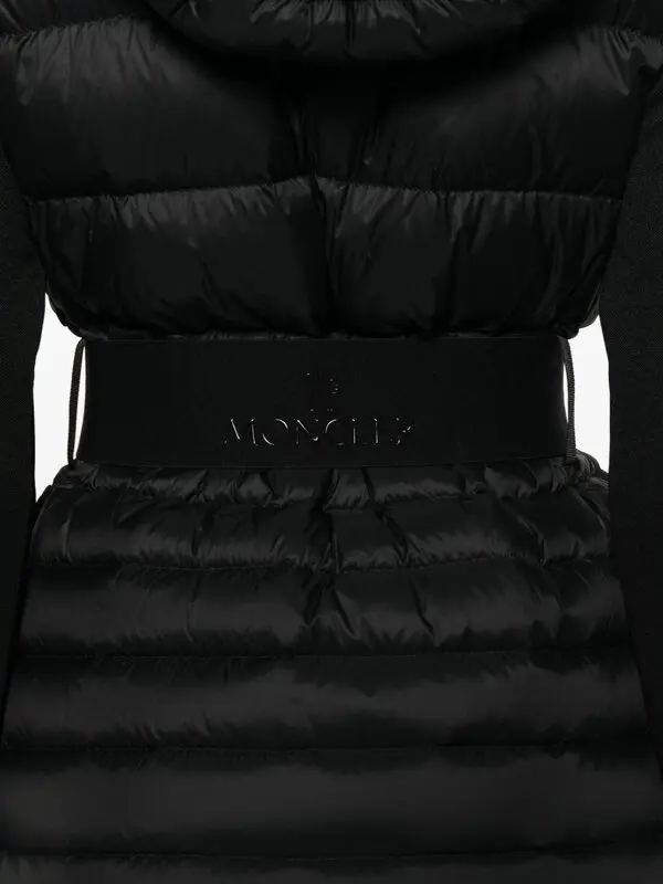 Moncler Melia Hooded Down Gilet With Belted Waist - Black
