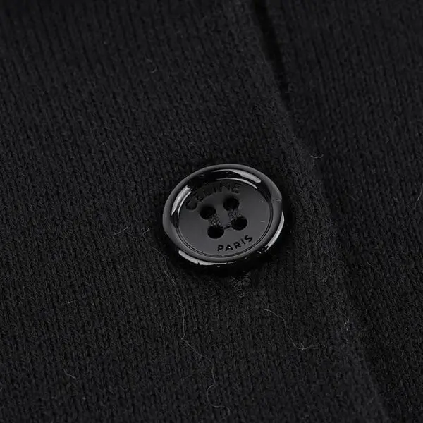 Celine Long Sleeve Fine Cotton Polo Sweater - Black
