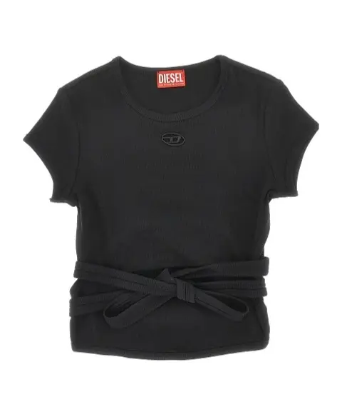 DIESEL® Bunny Tail S-1" T-shirt With Oval D Logo Detail - Black
