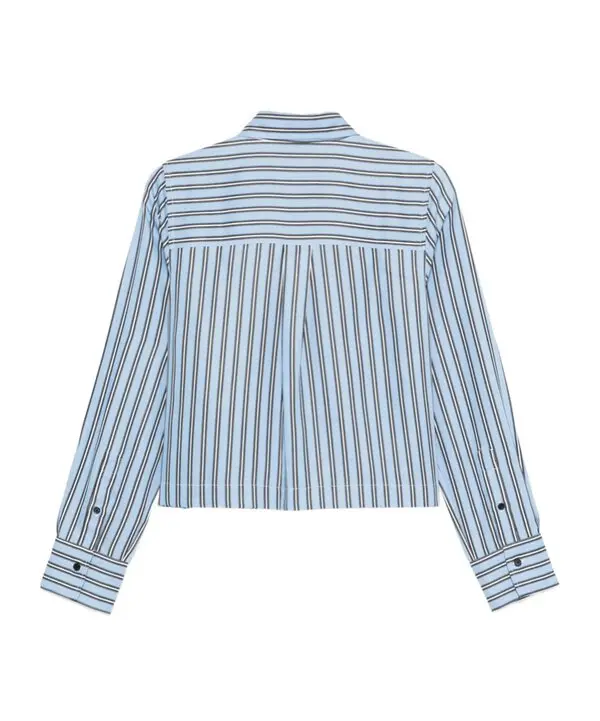 Closed Striped Cropped Shirt - Blue