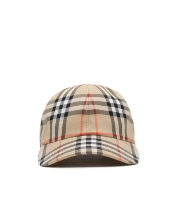 Burberry Checked Baseball Cap - Sand Beige