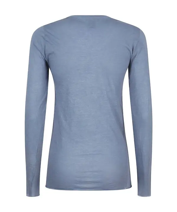 Avant Toi Long Sleeve V-neck Top - Clear Blue