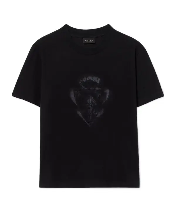 Gucci Cotton Jersey T-shirt With Crest - Black