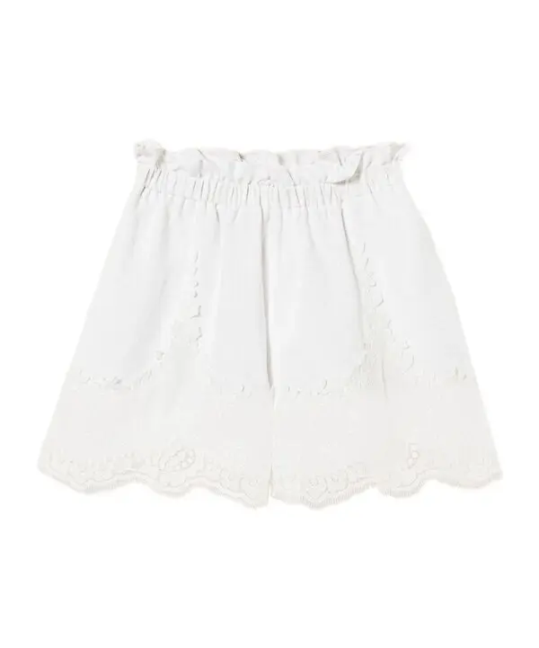 TWINSET Embroidered Scalloped Hem Shorts - White
