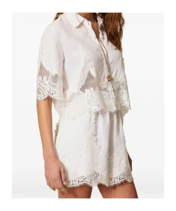 TWINSET Embroidered Scalloped Hem Shorts