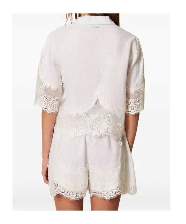 TWINSET Embroidered Scalloped Hem Shorts