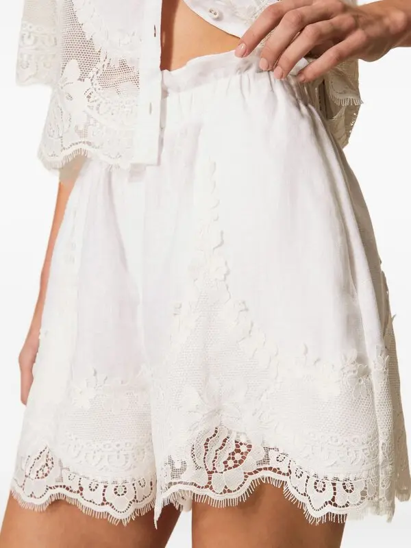 TWINSET Embroidered Scalloped Hem Shorts