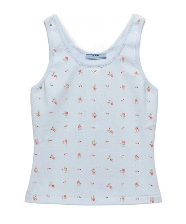 Prada Floral Print Tank Top - Blue