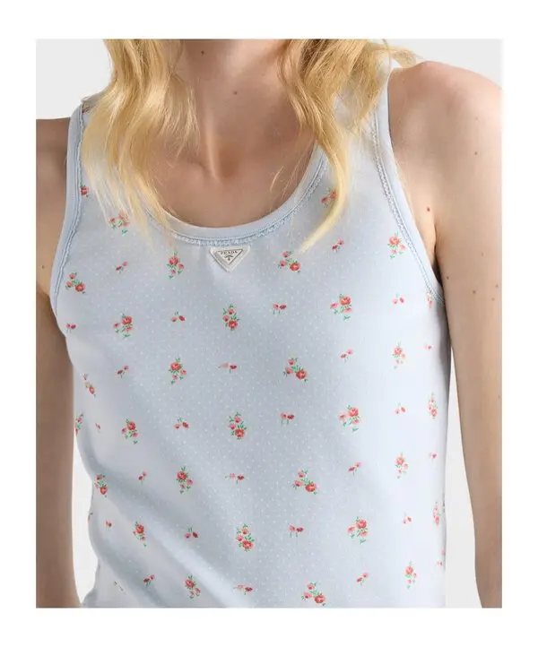 Prada Floral Print Tank Top - Blue