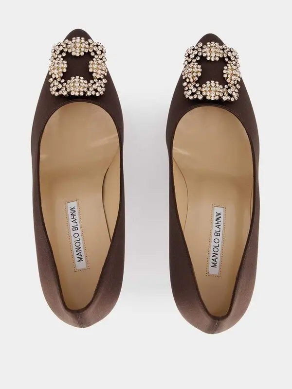 Manolo Blahnik Hangisi Embellished Pumps - Brown