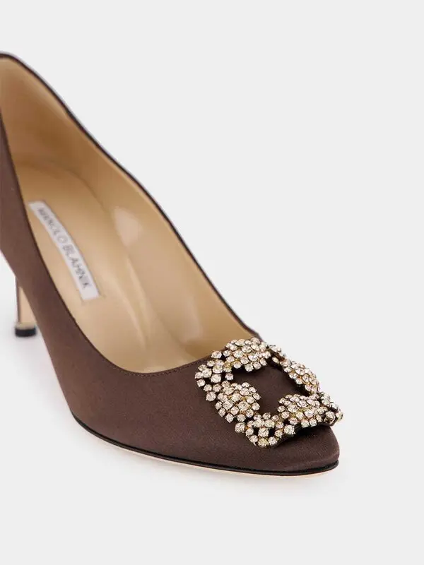 Manolo Blahnik Hangisi Embellished Pumps - Brown