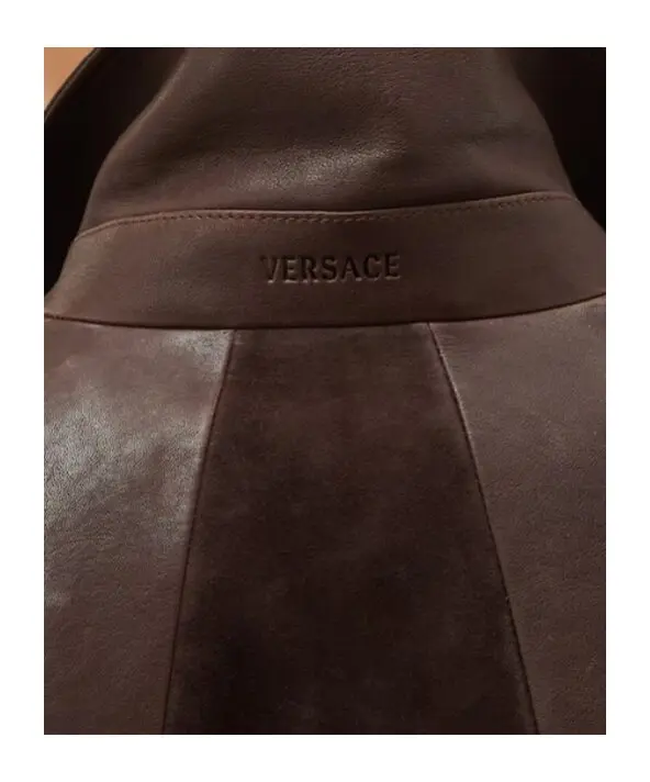 Versace Geometric Panelled Leather Jacket