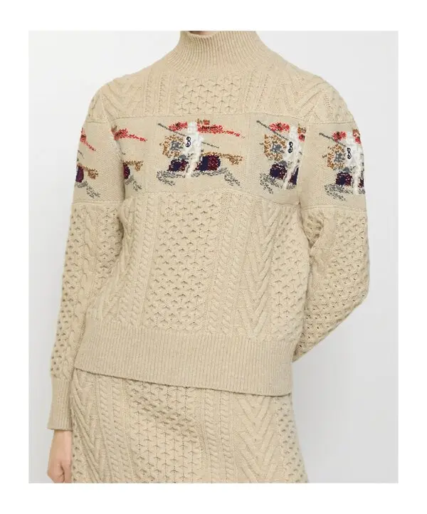 Burberry Aran Intarsia Turtleneck Jumper