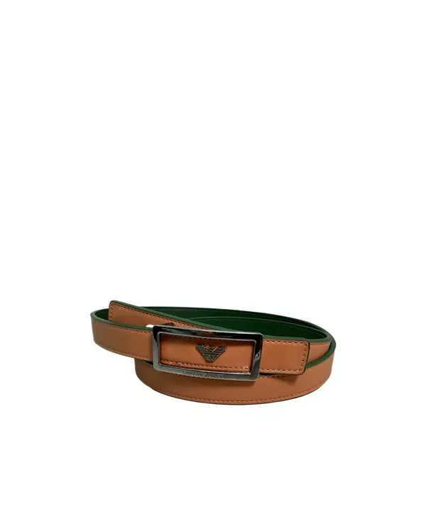 Emporio Armani Eagle Label Double-sided Leather Belt - Brown