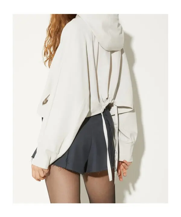 MAXCO. Oversized Cropped Hoodie With Drawstring Hem