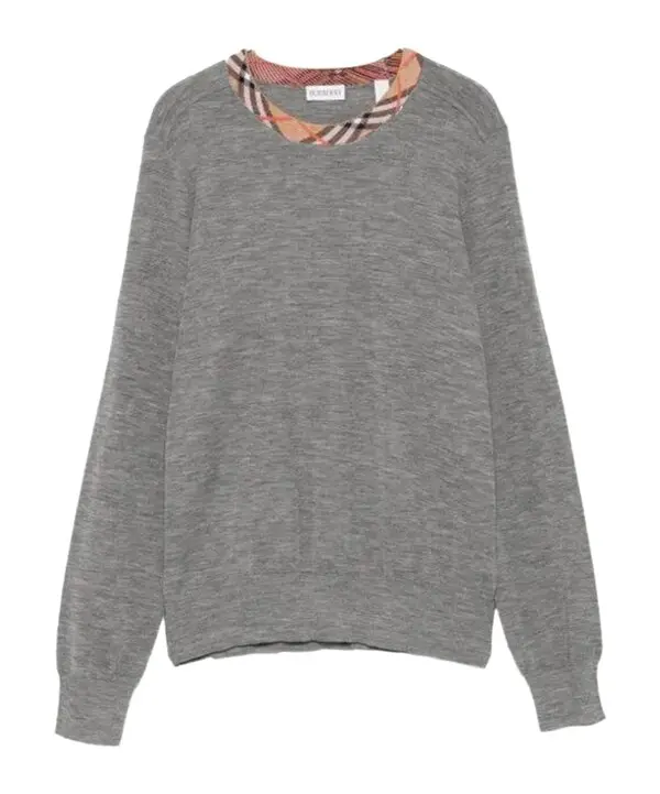 Burberry Check Detail Fine Knit Jumper