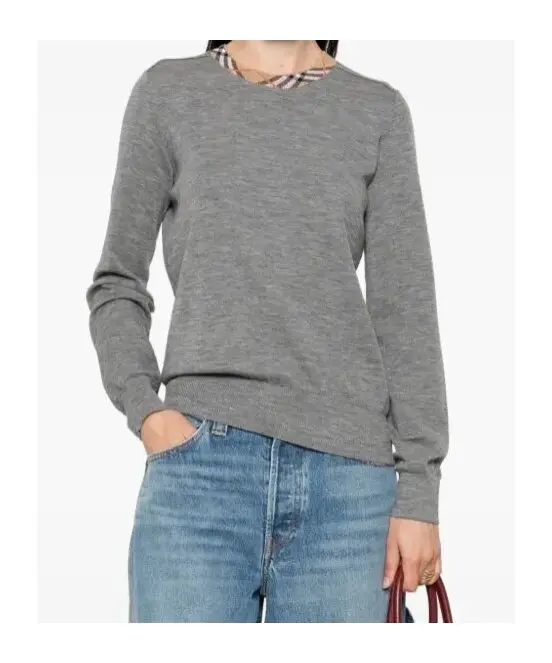 Burberry Check Detail Fine Knit Jumper
