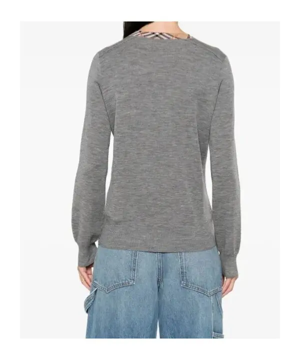 Burberry Check Detail Fine Knit Jumper