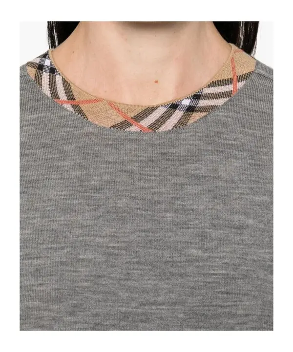 Burberry Check Detail Fine Knit Jumper