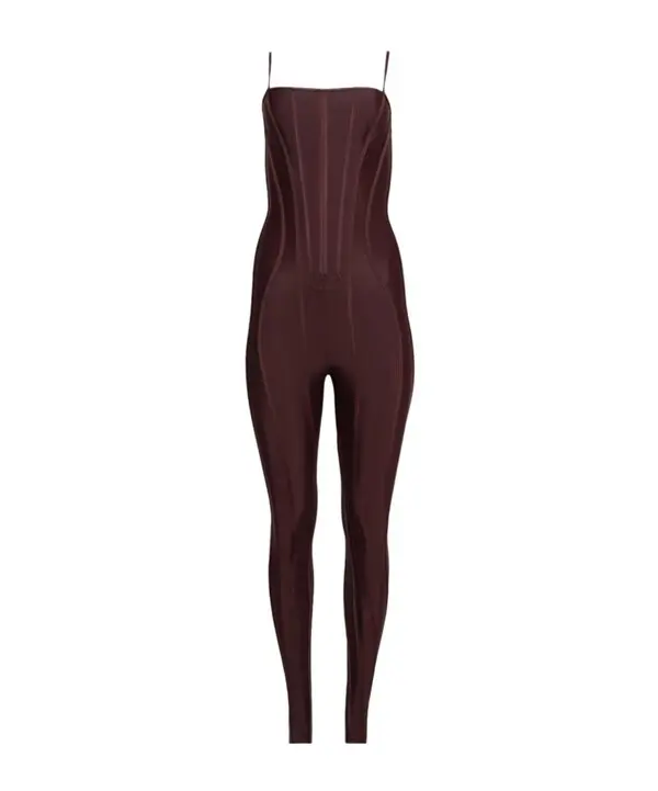 MUGLER Corset Sleeveless Jumpsuit - Red