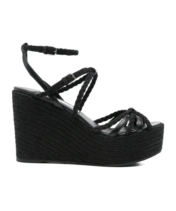 JIMMY CHOO Nyre Braided Wedge Sandals - Black