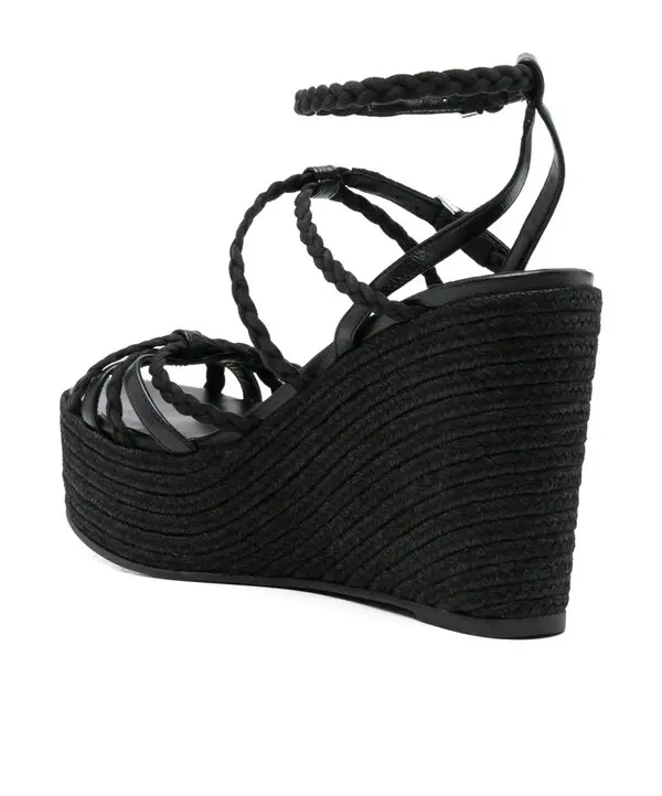 JIMMY CHOO Nyre Braided Wedge Sandals - Black