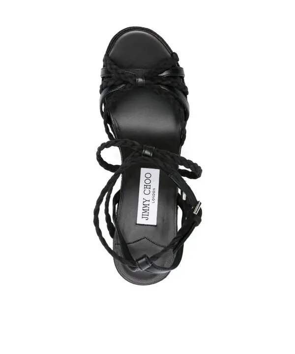 JIMMY CHOO Nyre Braided Wedge Sandals - Black