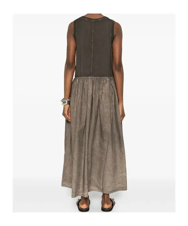 UMA WANG Sleeveless Round Neck Midi Dress With Draped Skirt