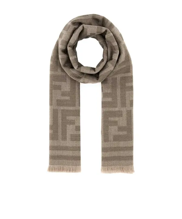 Fendi Ff Jacquard Scarf - Light Brown