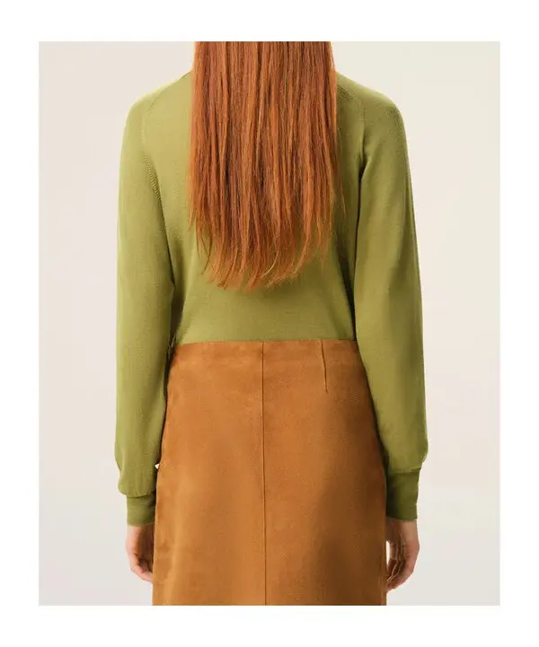Ami De Coeur Crewneck Cardigan - Matcha/black