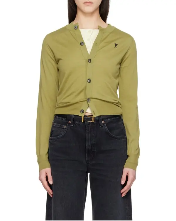 AMI Paris De Coeur Crewneck Cardigan