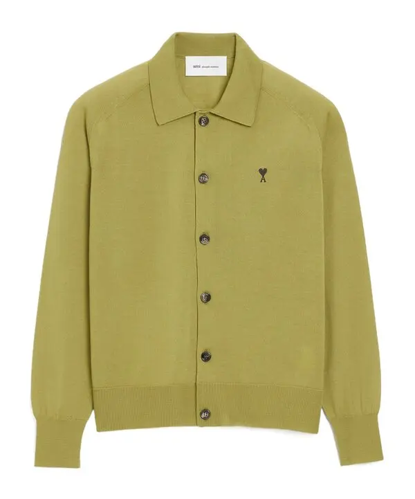 Ami De Coeur Collared Cardigan - Green